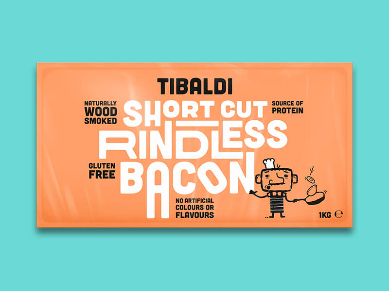 Short Cut Rindless Bacon 1kg | Tibaldi
